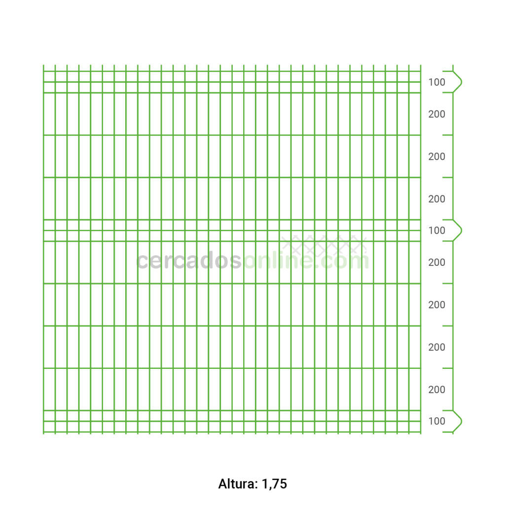 Panel Malla Hércules verde 2,50X1,75 metros - Cercados Online