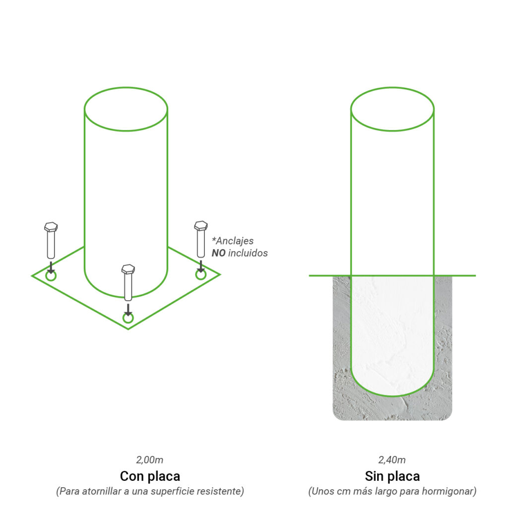 Poste Intermedio 2 metros galvanizado - Cercados Online