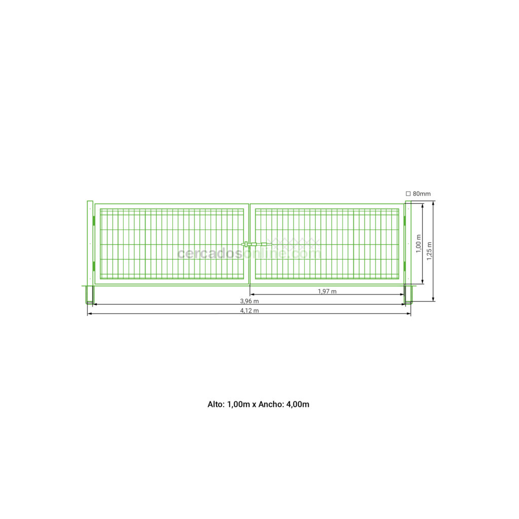 Puerta vehicular 2 hojas hércules galvanizada de 1,00 metro alto x 4,00 ...